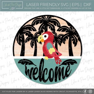 Parrot Welcome Sign SVG, Summer Door Hanger SVG, Tropical Decor Svg ...