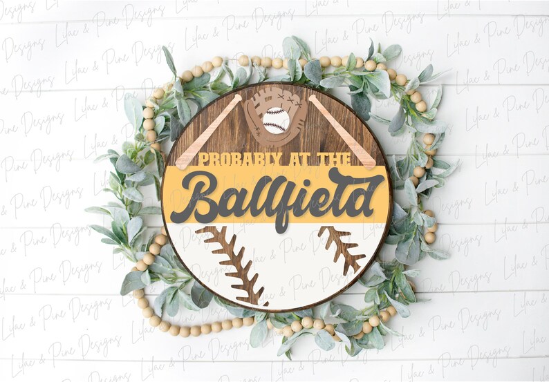 At the Ballfield Door Hanger SVG | Softball Welcome Sign | Baseball ...