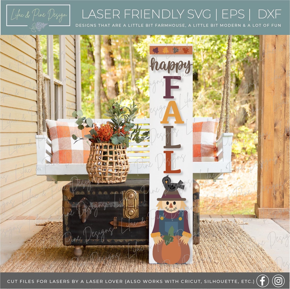 Happy Fall Sign SVG Happy Fall Porch Leaner Sign SVG - Etsy