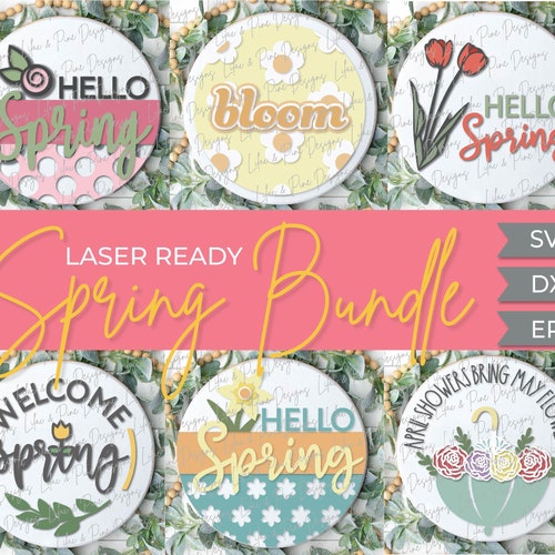 Hello Spring Sign SVG Tulip Door Hanger SVG Floral Door - Etsy