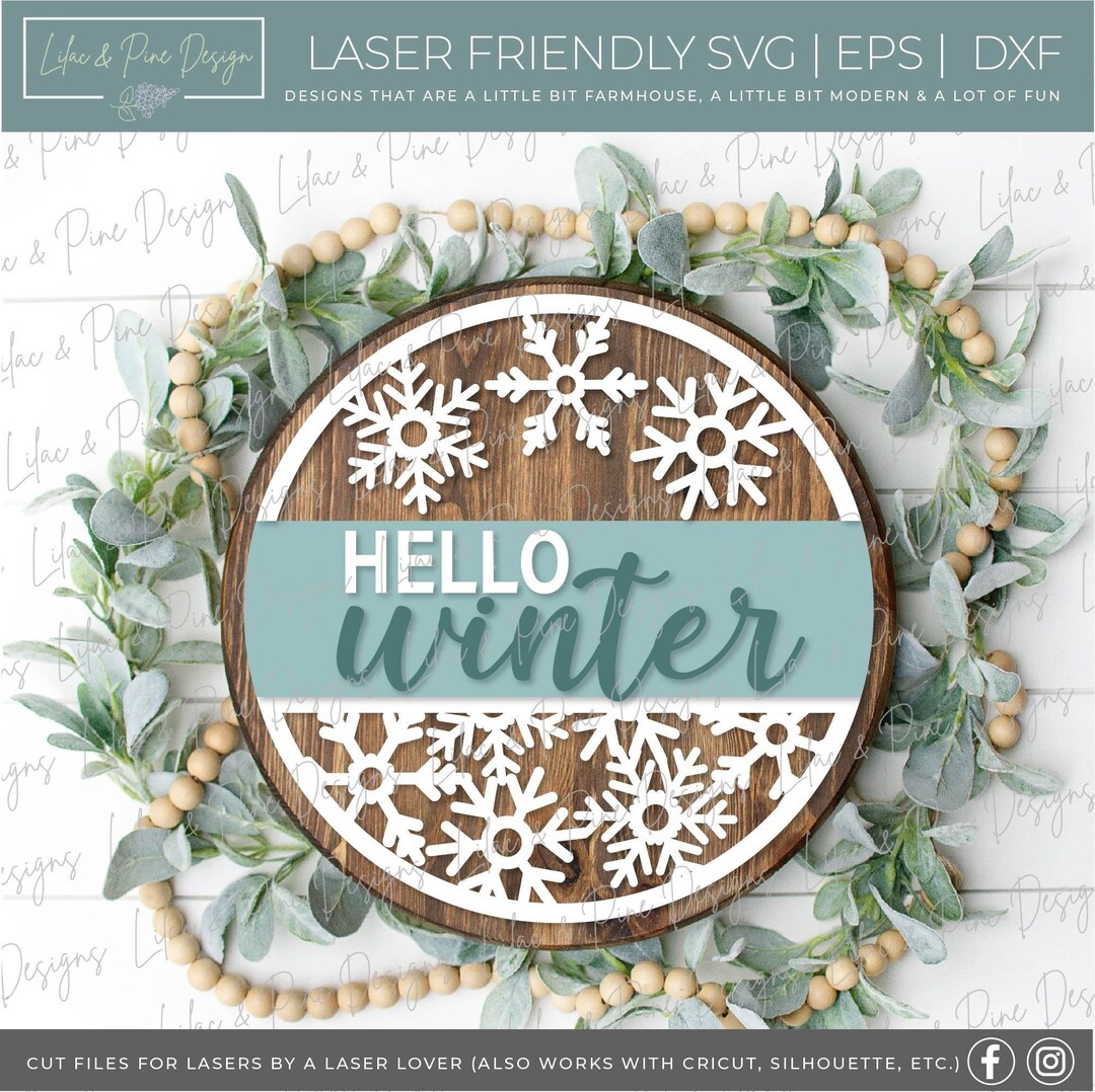 Hello Winter Snow Sign, Snowflake SVG, Christmas Welcome SVG, Winter ...