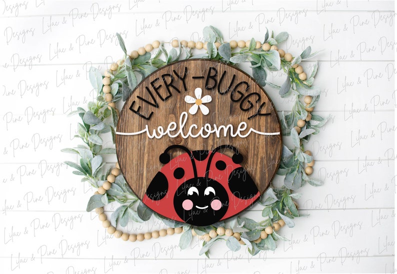 Ladybug Welcome Door Hanger SVG, Ladybug Welcome Sign, Ladybug Porch ...