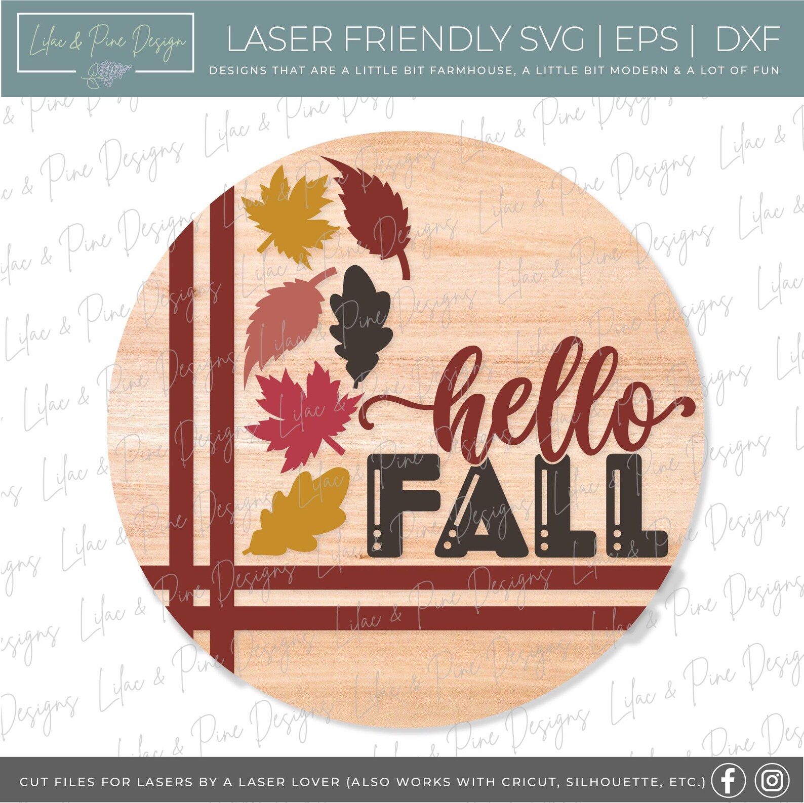 Hello Fall Door Hanger SVG Fall Leaves Welcome Sign SVG Fall - Etsy