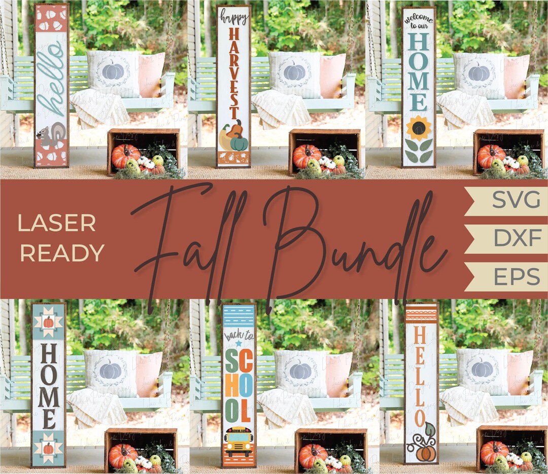 Fall Welcome Sign Bundle, Fall Porch Sign SVG, Autumn Sign Bundle ...