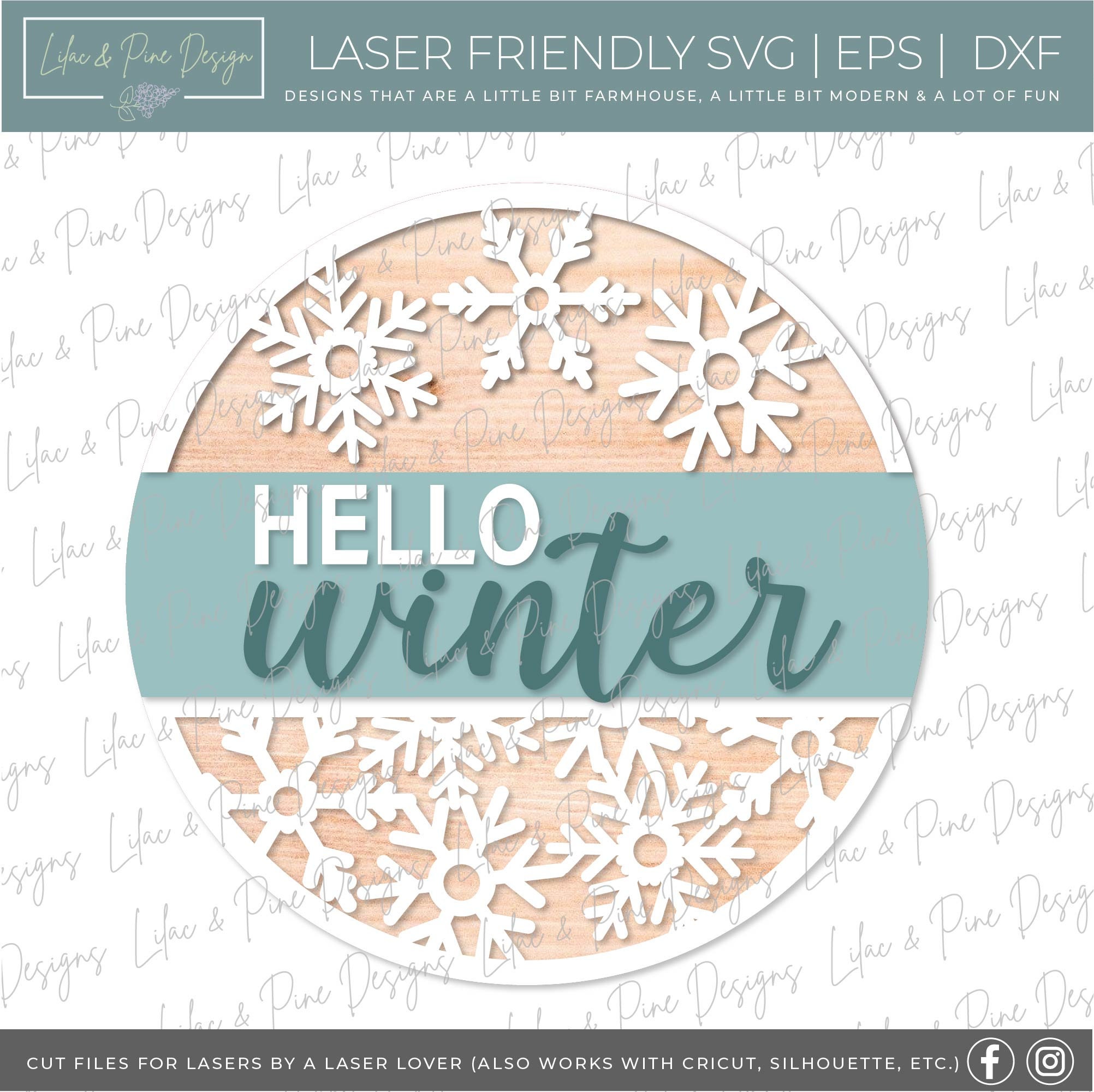 Hello Winter Snow Sign Snowflake SVG Christmas Welcome SVG | Etsy