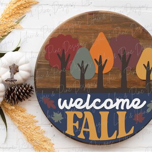 Welcome Fall Sign SVG, Modern Fall Door Round SVG, Fall Door Hanger ...