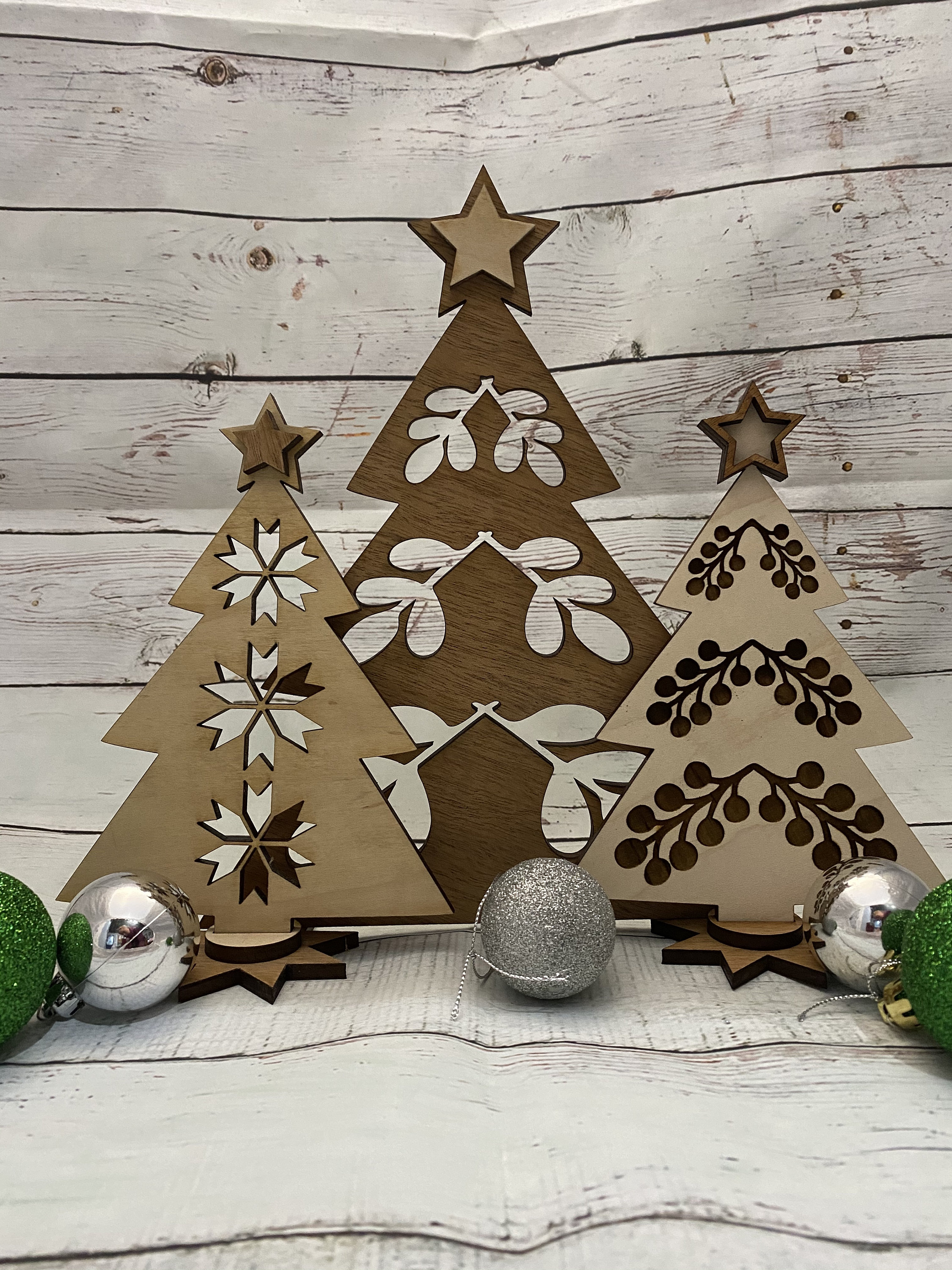 Christmas patterned tree bundle SVG Holiday mantle decor | Etsy