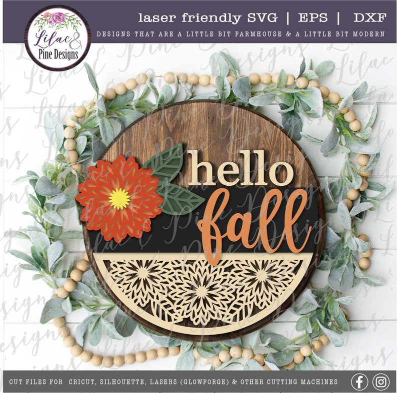 Hello Fall Sign SVG Fall Mums SVG Fall Welcome Sign Mum | Etsy