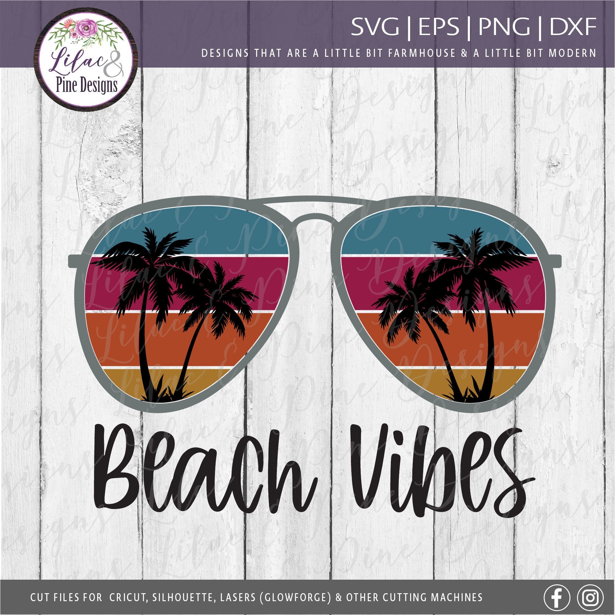 Summer Beach Vibes SVG Sunglasses SVG Beach Vibes Retro | Etsy