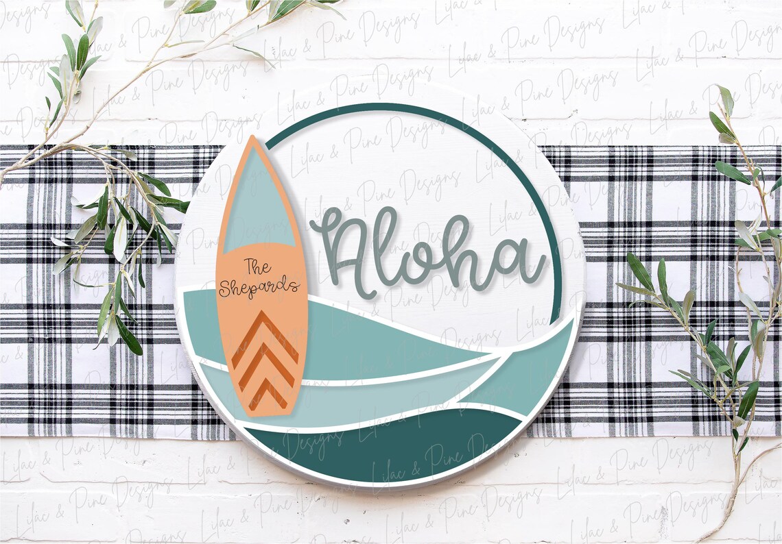 Aloha Door Hanger SVG Surfs up SVG Welcome Sign SVG Door | Etsy