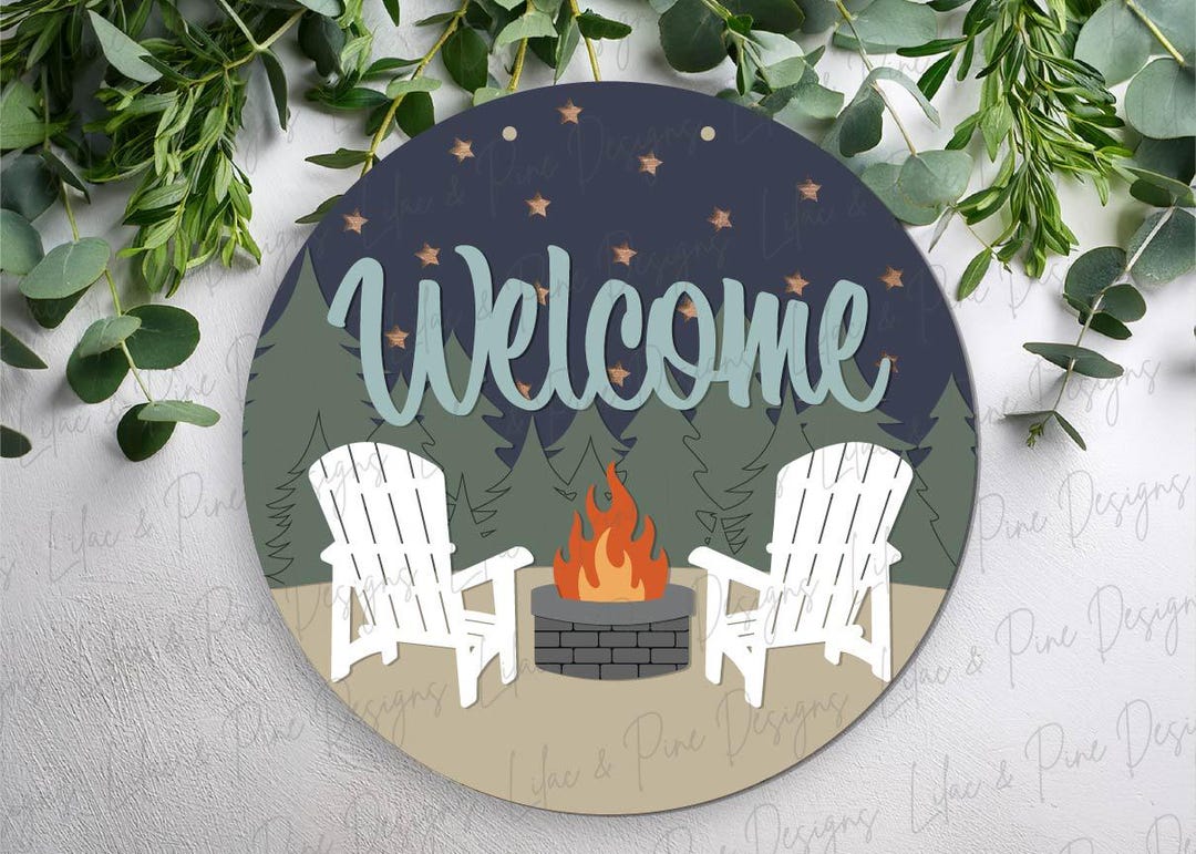 Welcome Fire Pit Sign SVG, Camping SVG, Welcome Camper Sign, Campfire ...