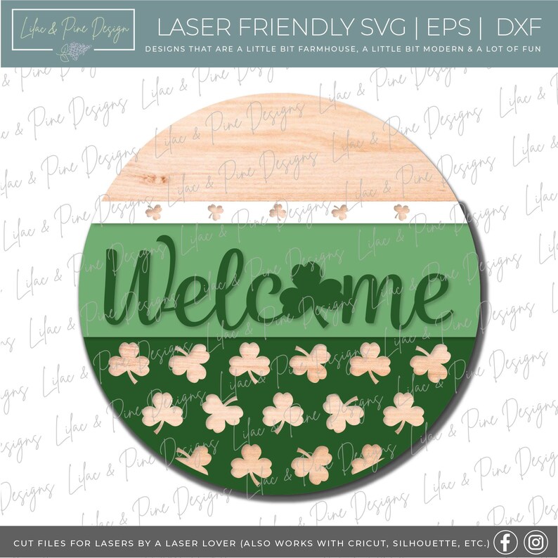 St Patricks Day Welcome Door Hanger Shamrock Welcome Svg St Etsy