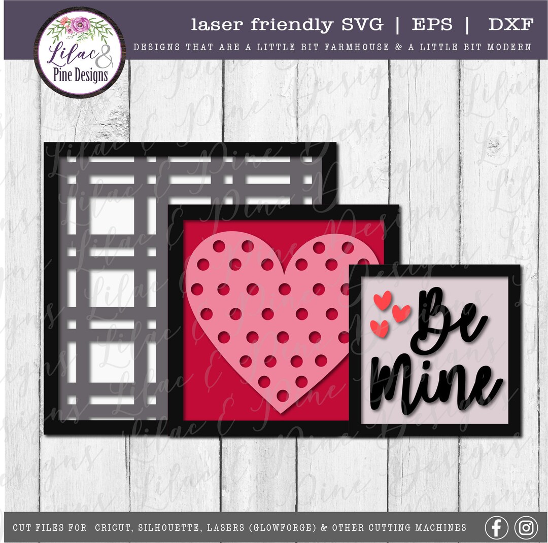 Valentine Sign Set SVG, Valentines Day Laser SVG Sign Bundle, Valentine ...