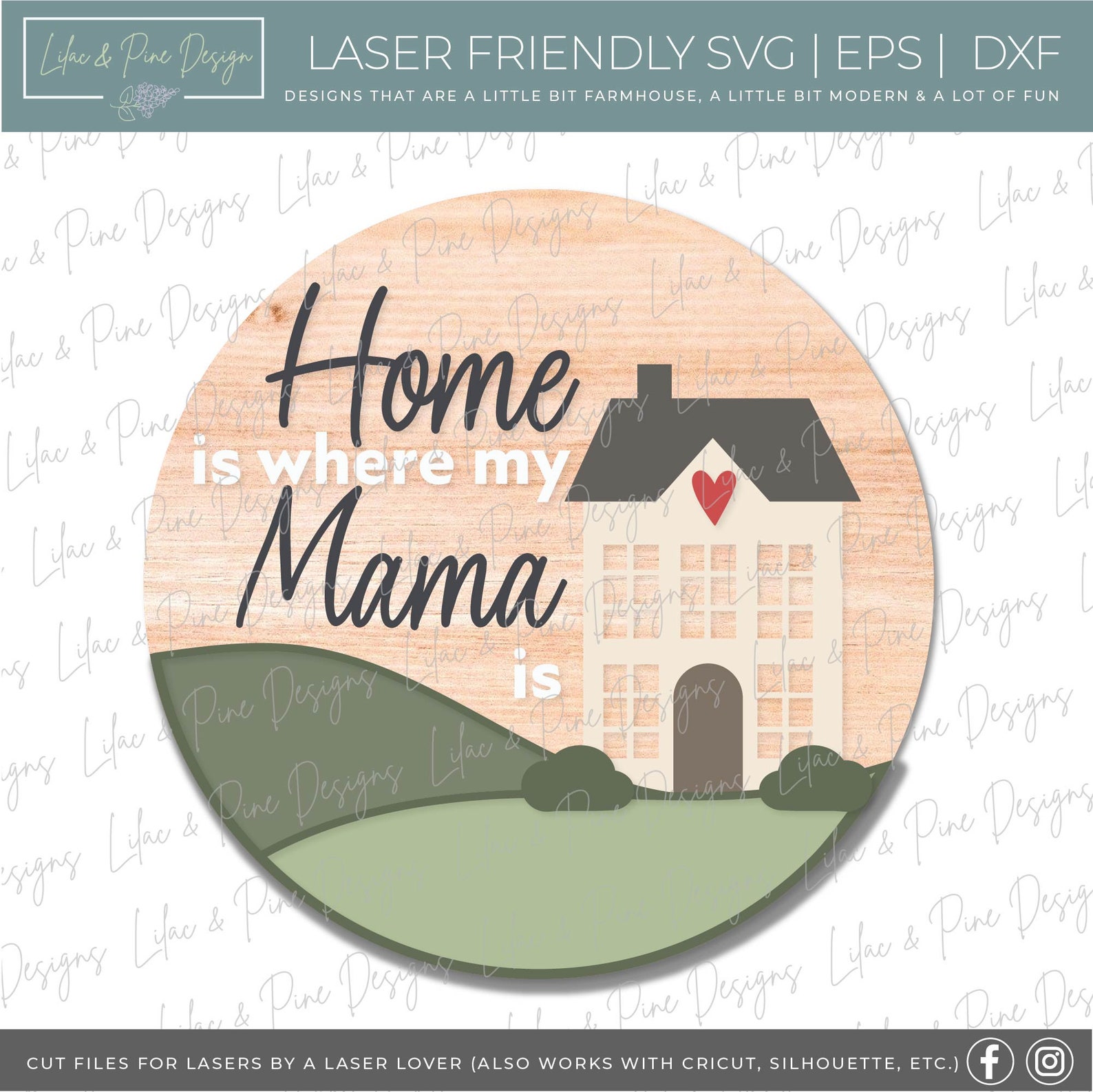 Home is Where Mom is Door Hanger SVG, Mother's Day Round Sign, Welcome ...