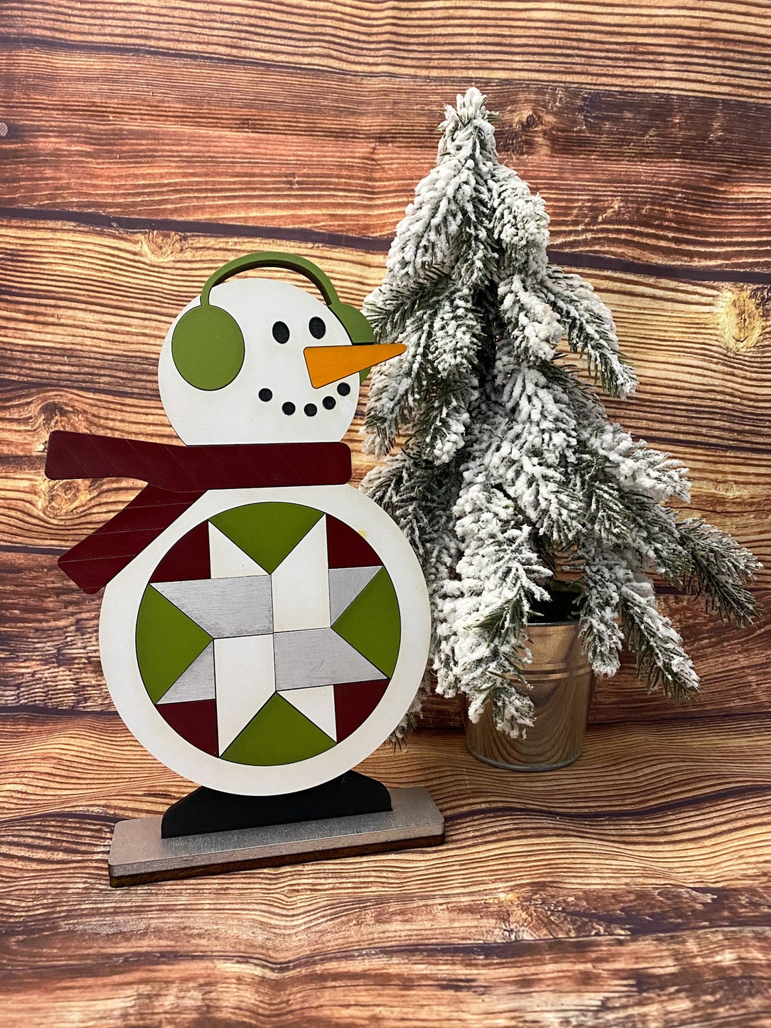 Barn Quilt Snowman SVG, Standing Snowman SVG, Winter Shelf Decor SVG ...