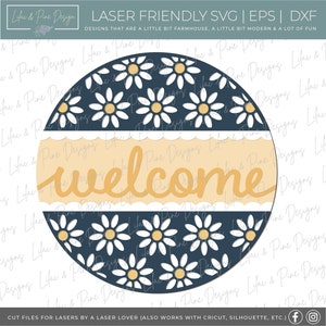 Daisy Sign Bundle, Summer Floral Door Hanger SVG, Flower Welcome Sign ...