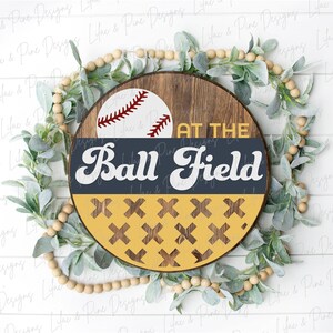 At the Ball Field Round Sign, Summer Decor SVG, Baseball Sign SVG ...