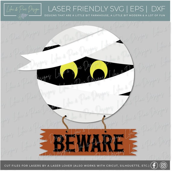 Mummy Beware door sign SVG Halloween sign Mummy SVG | Etsy