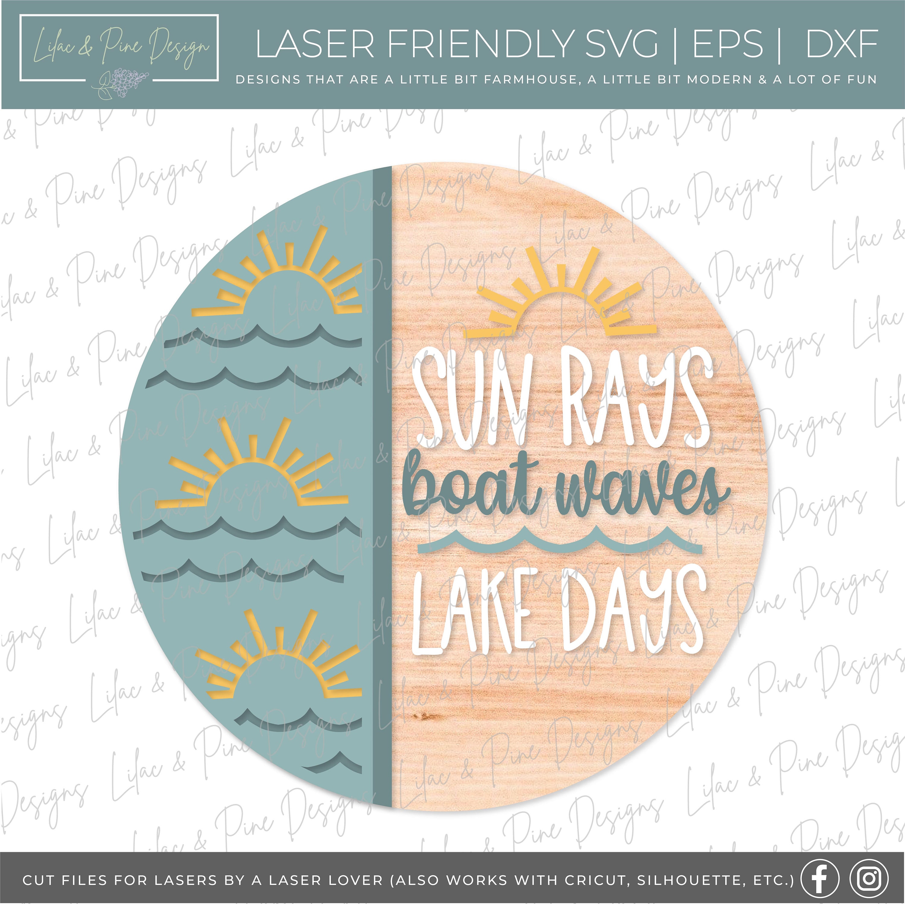 Boat Waves Sign, Lake Days SVG, Summer Welcome Sign SVG, Lake Days Door ...