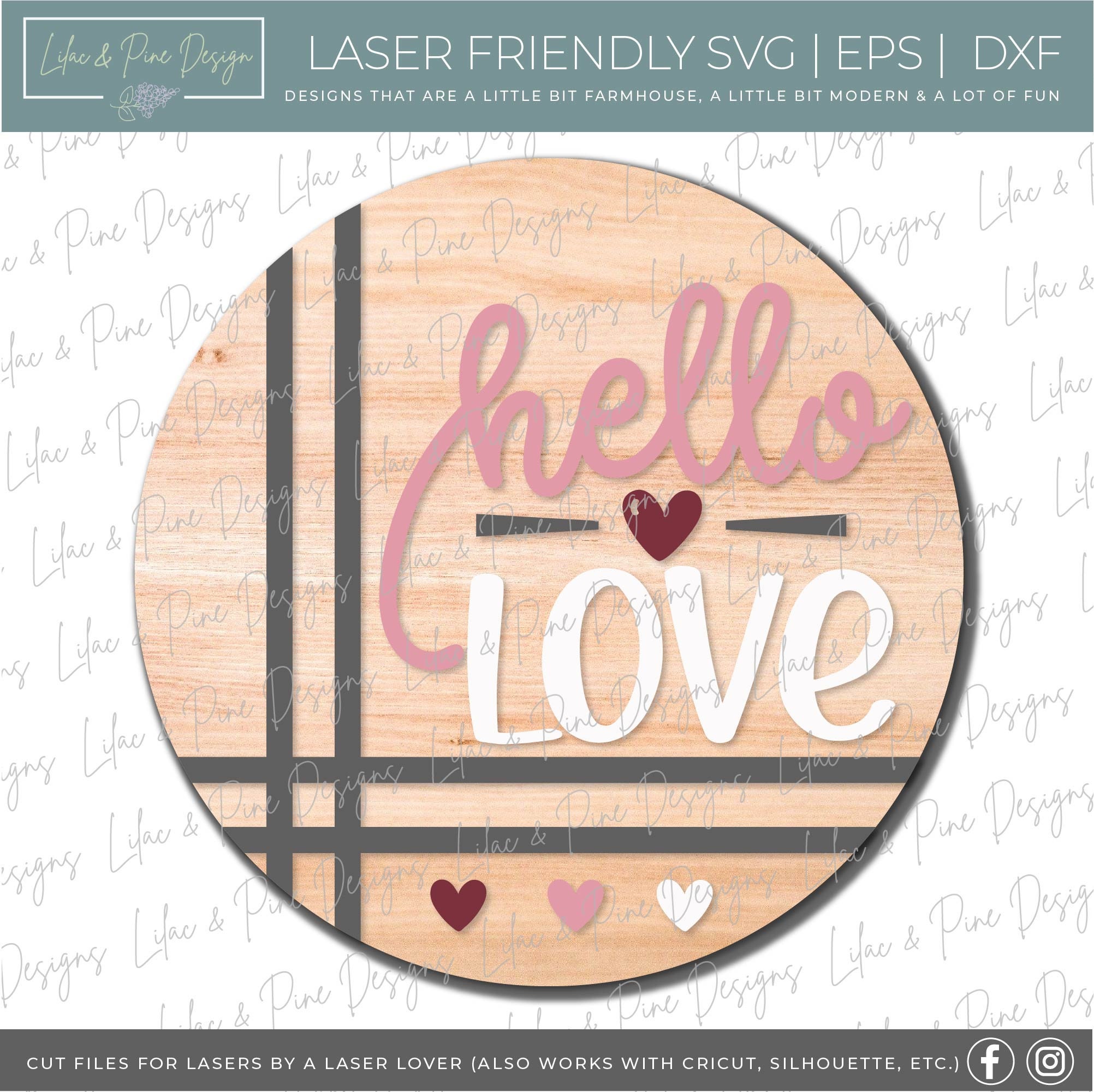 Hello Love Sign SVG, Valentine Door Hanger, Valentines Day Welcome Door ...