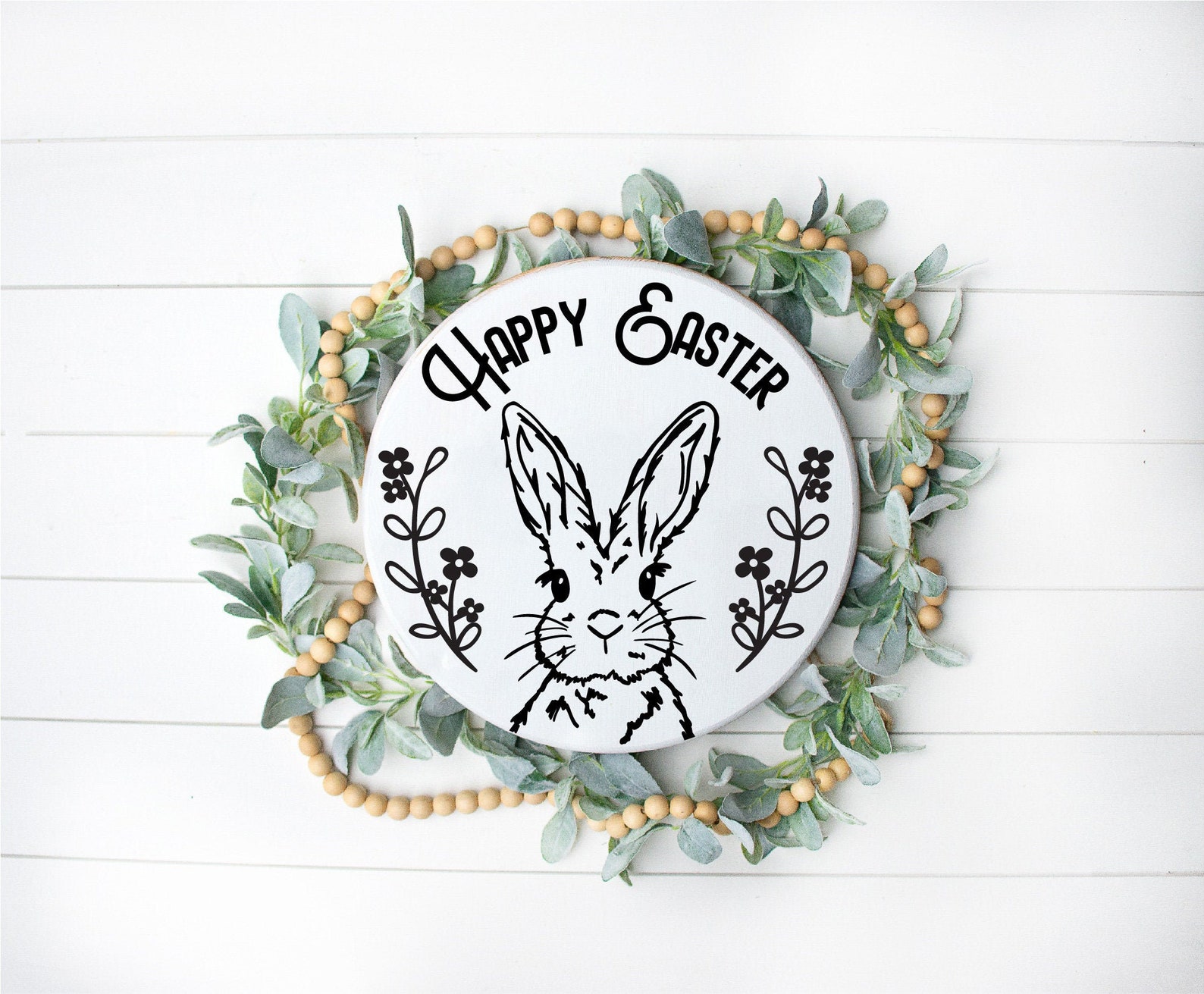Happy Easter Bunny Sign SVG Easter Door Round SVG Easter - Etsy