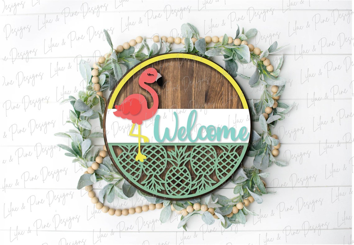 Flamingo Pineapple Welcome Sign Summer Sign Summer Door - Etsy