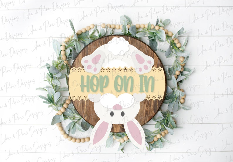 Hop on in Sign SVG Bunny Welcome Sign SVG Easter Bunny Door - Etsy UK