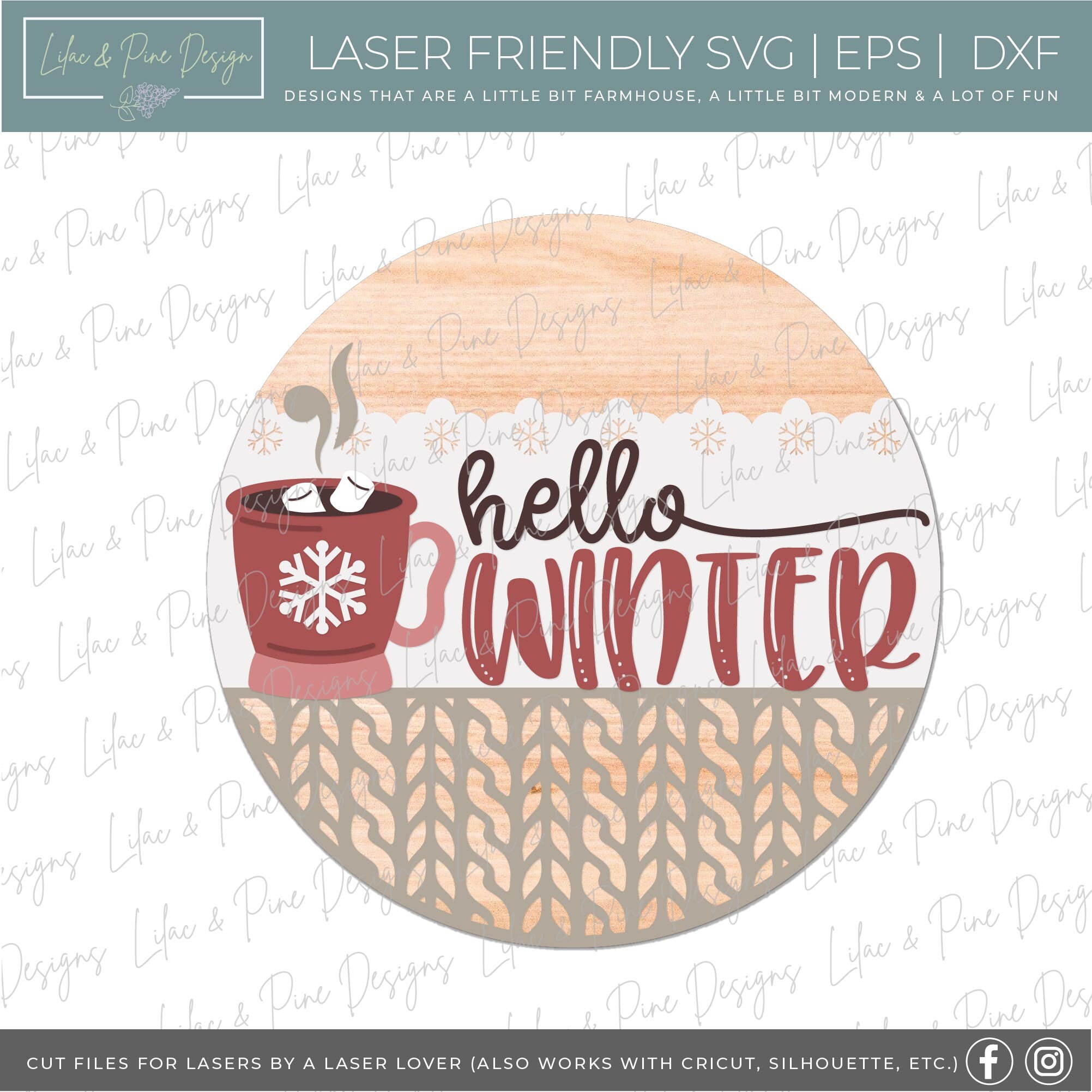 Hello Winter Sign SVG Winter Door Hanger Hot Cocoa Welcome - Etsy