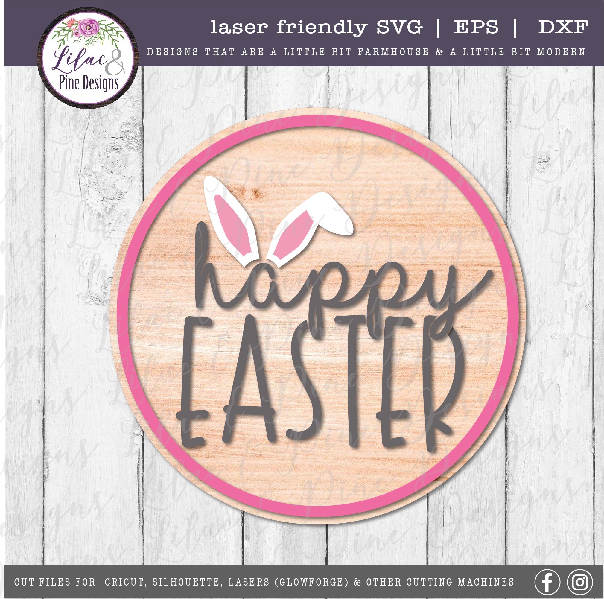 Happy Easter Round SVG Easter Sign SVG Easter Bunny Svg - Etsy
