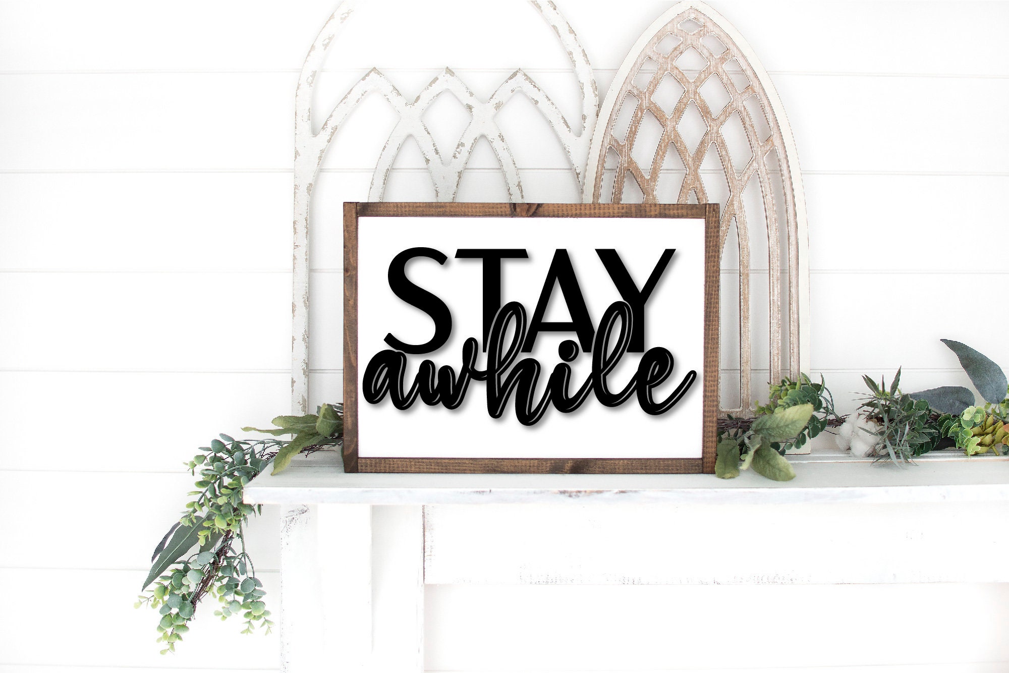 Stay Awhile Sign Boho SVG Welcome Svg Home SVG Modern | Etsy