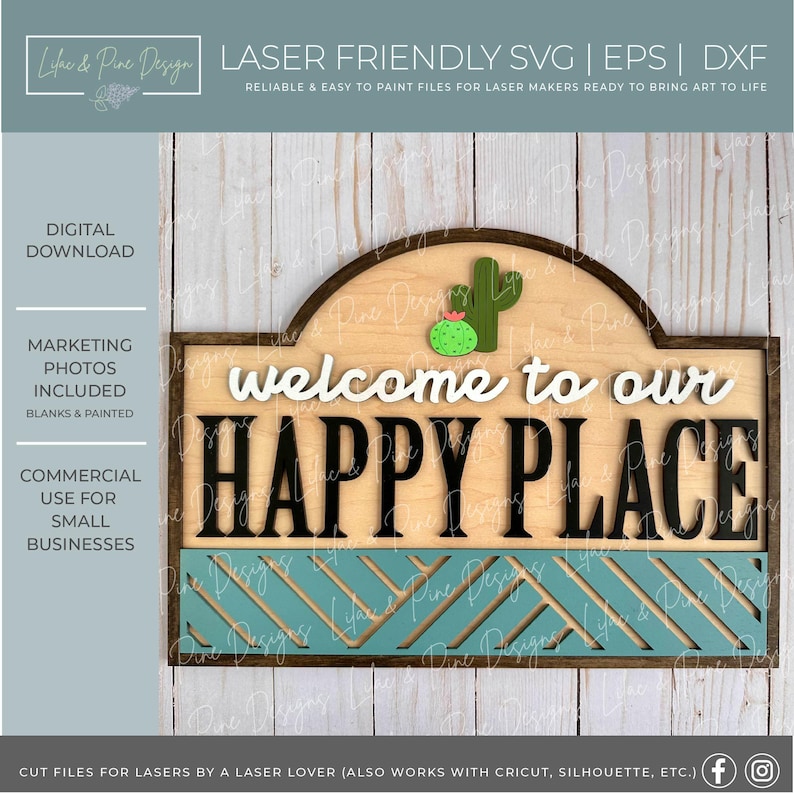 Welcome to Our Happy Place SVG - Laser Sign for Bar or Fire Pit ...