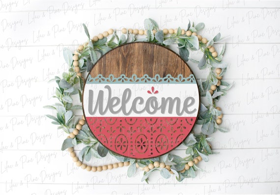 Welcome Door Sign SVG Vintage Pattern Door Hanger Welcome - Etsy