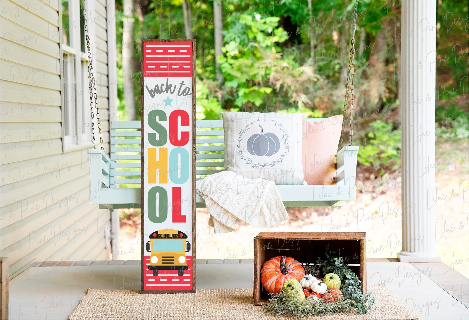 Back to School Porch Sign SVG, School Bus Sign, Fall Welcome SVG ...