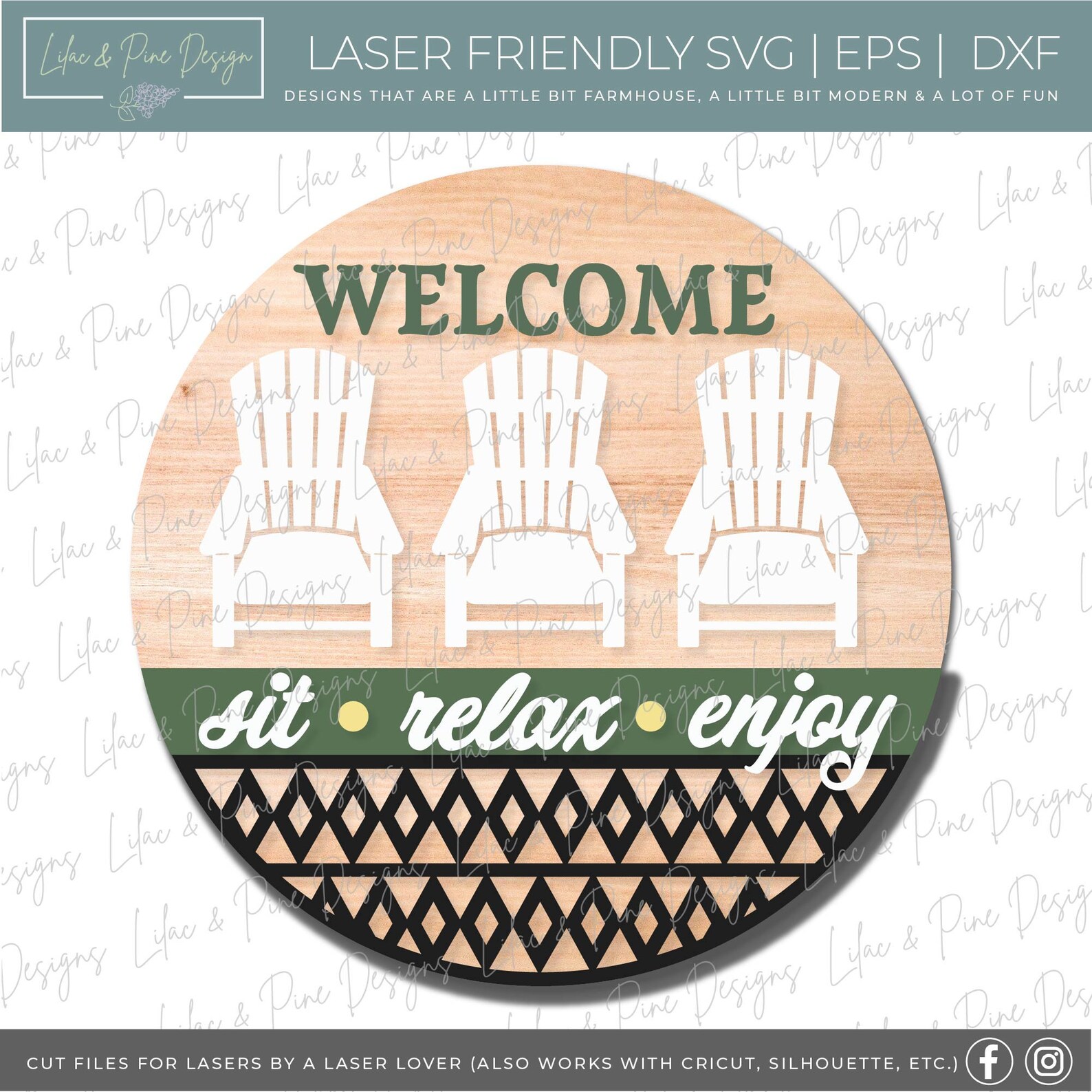 Adirondack Chair Door Hanger SVG Welcome Sign SVG Summer - Etsy