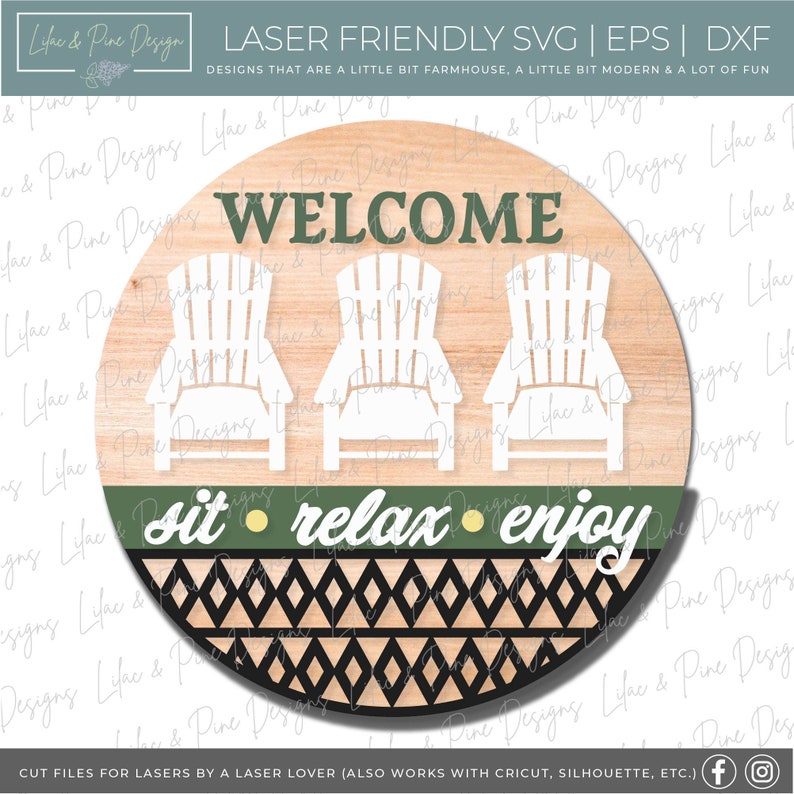 Adirondack Chair Door Hanger SVG Welcome Sign SVG Summer - Etsy