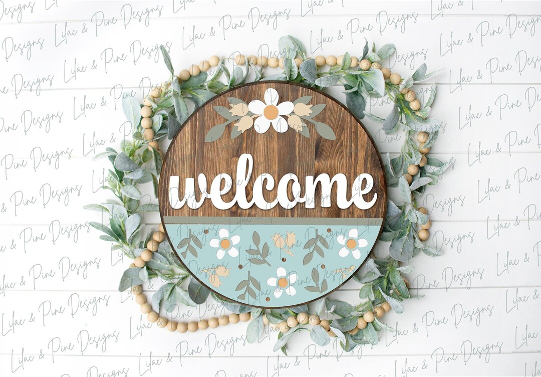 Snarky Welcome Door Hanger SVG, Funny Round Sign, Floral Welcome Sign ...