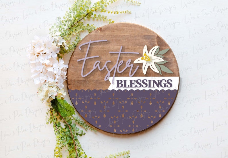 Easter Blessings Sign SVG Easter Lily Door Hanger Easter - Etsy