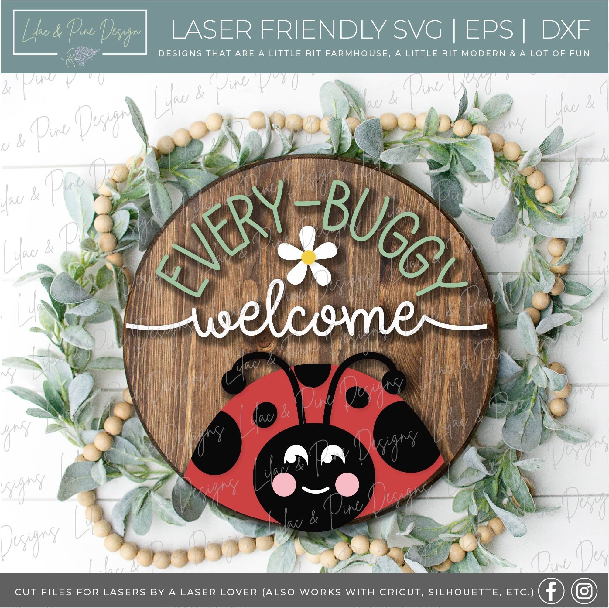 Ladybug Welcome Door Hanger SVG Ladybug Welcome Sign Ladybug - Etsy