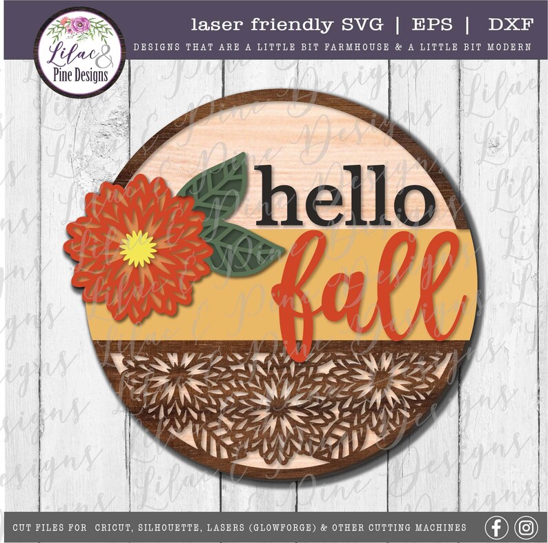 Hello Fall Sign SVG Fall Mums SVG Fall Welcome Sign Mum | Etsy