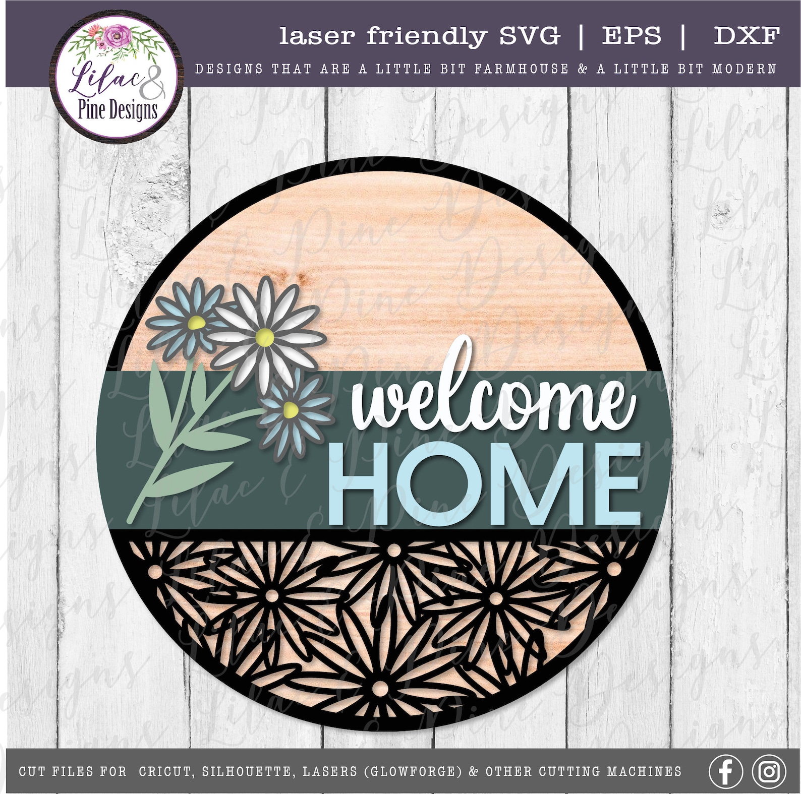 Daisy Welcome Home Sign Summer Svg Welcome Home SVG Round - Etsy