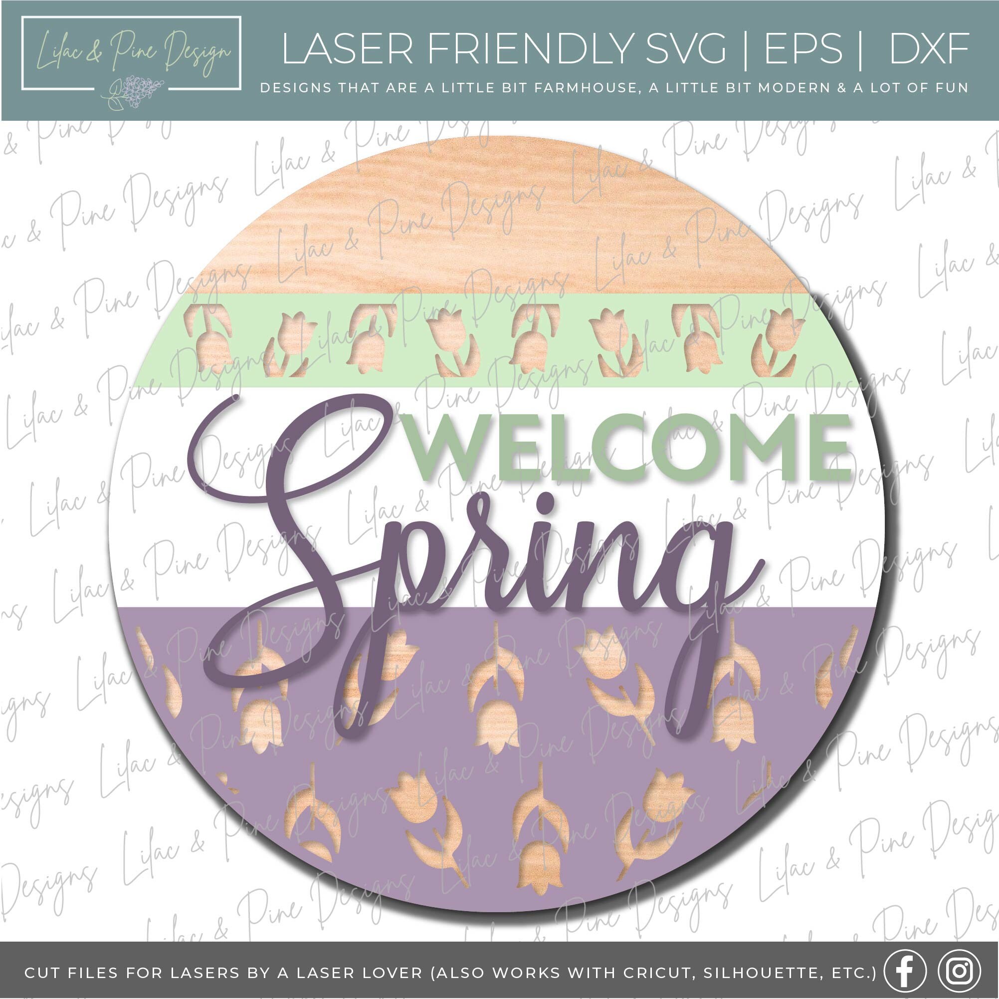 Spring Welcome Door Hanger Welcome Spring Sign SVG Tulip | Etsy