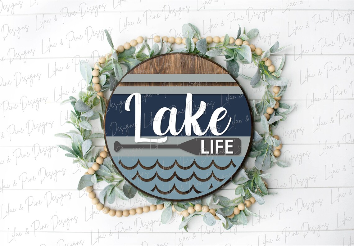 Lake Life Round Sign Summer Decor SVG Lake Sign SVG Round - Etsy