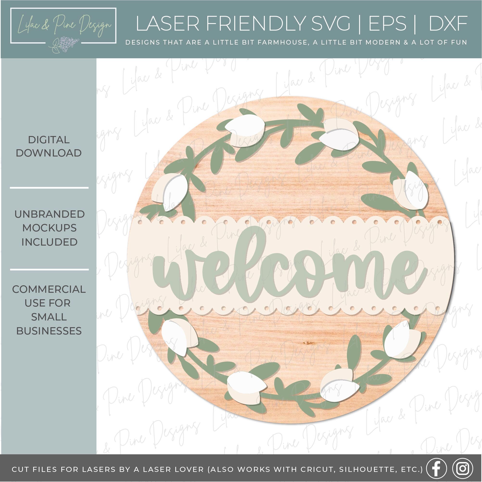 Spring Tulip Welcome Sign SVG, Tulip Door Hanger, Flower Welcome SVG ...