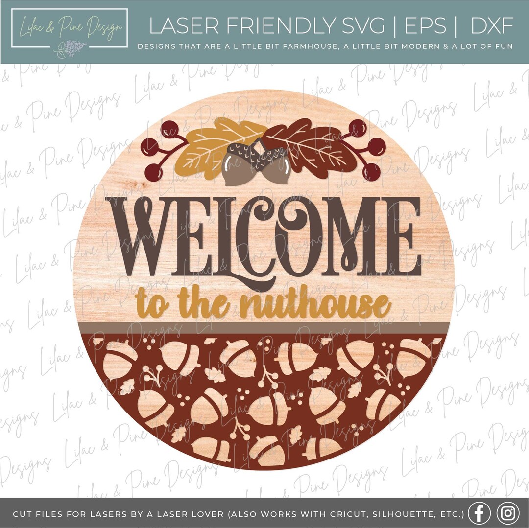 Welcome to the Nuthouse Sign, Fall Leaf Door Hanger SVG, Funny Fall ...