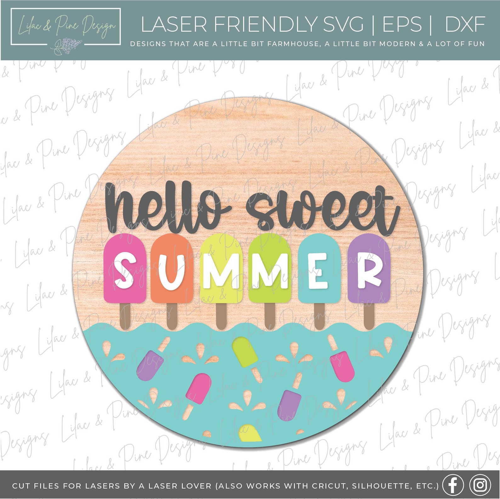 Hello Summer Sign, Popsicle Welcome Sign SVG, Popsicle Door Hanger ...