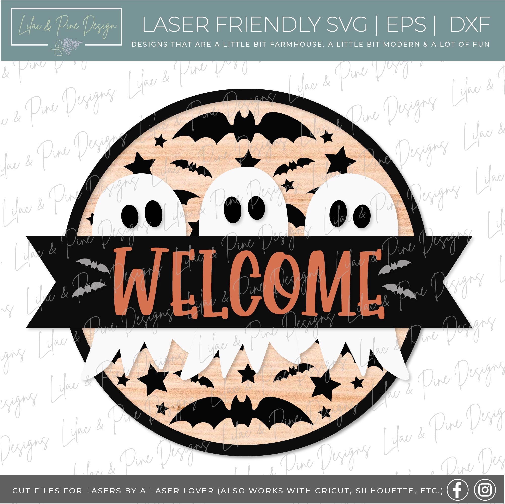 Ghost Welcome SVG Cute Halloween Ghosts SVG Spooky Welcome - Etsy