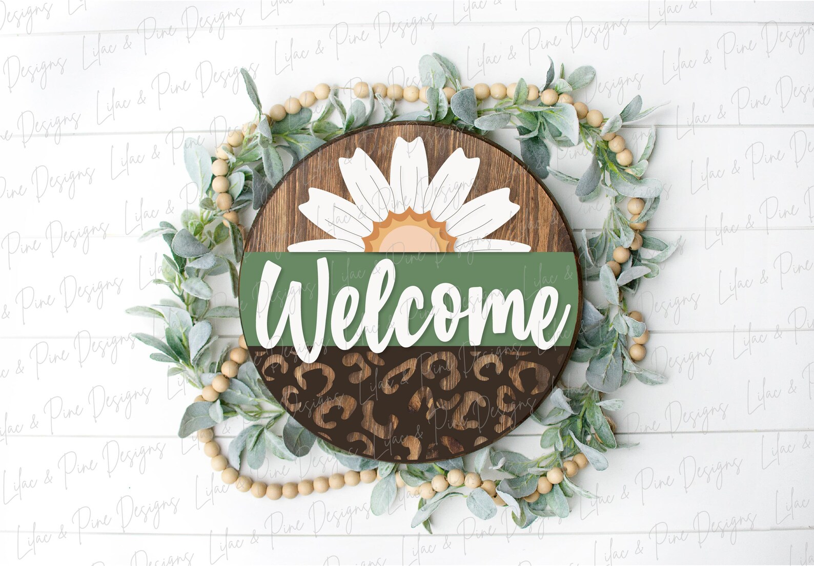 Daisy Welcome Sign, Leopard Door Hanger, Floral Porch Decor SVG ...