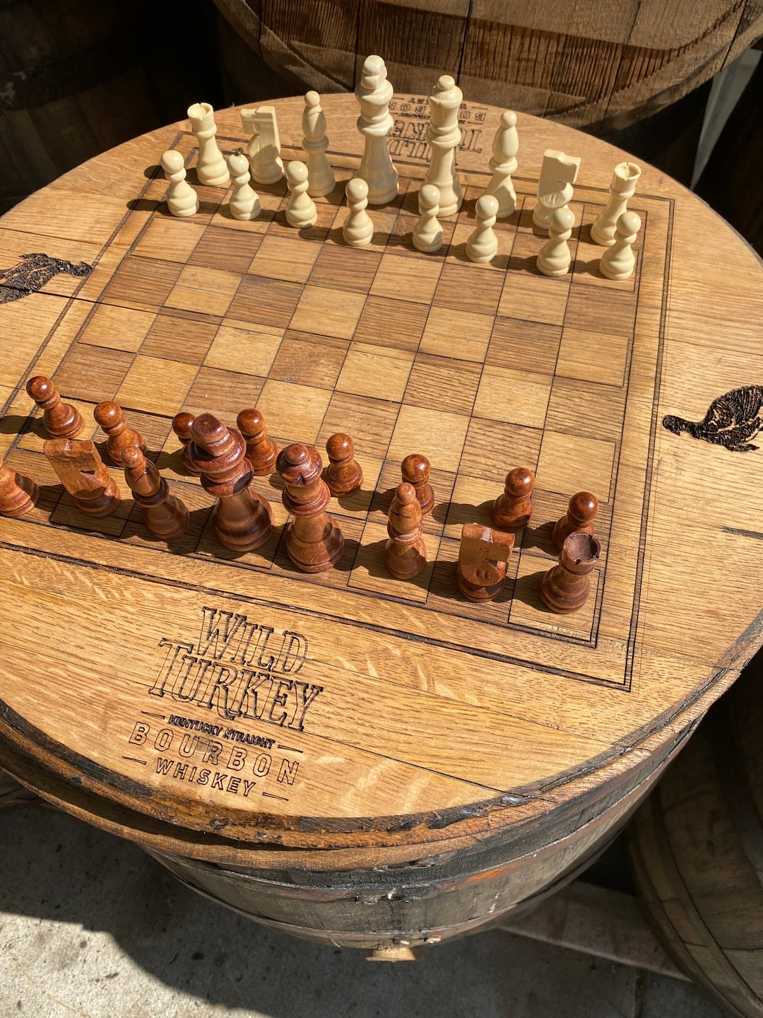 Bourbon Barrel Head Chess Set Made From All Real Wood - Etsy