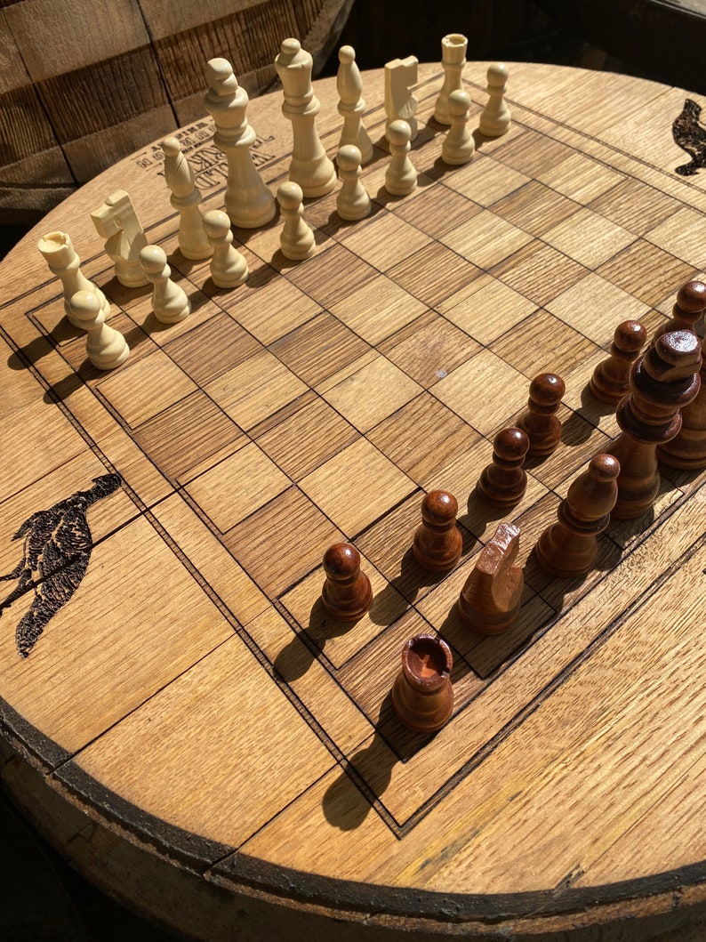 Bourbon Barrel Head Chess Set Made From All Real Wood With Top Ring of ...