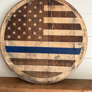 Patriotic Thin Blue Line Bourbon Barrel Gift for Him - Etsy